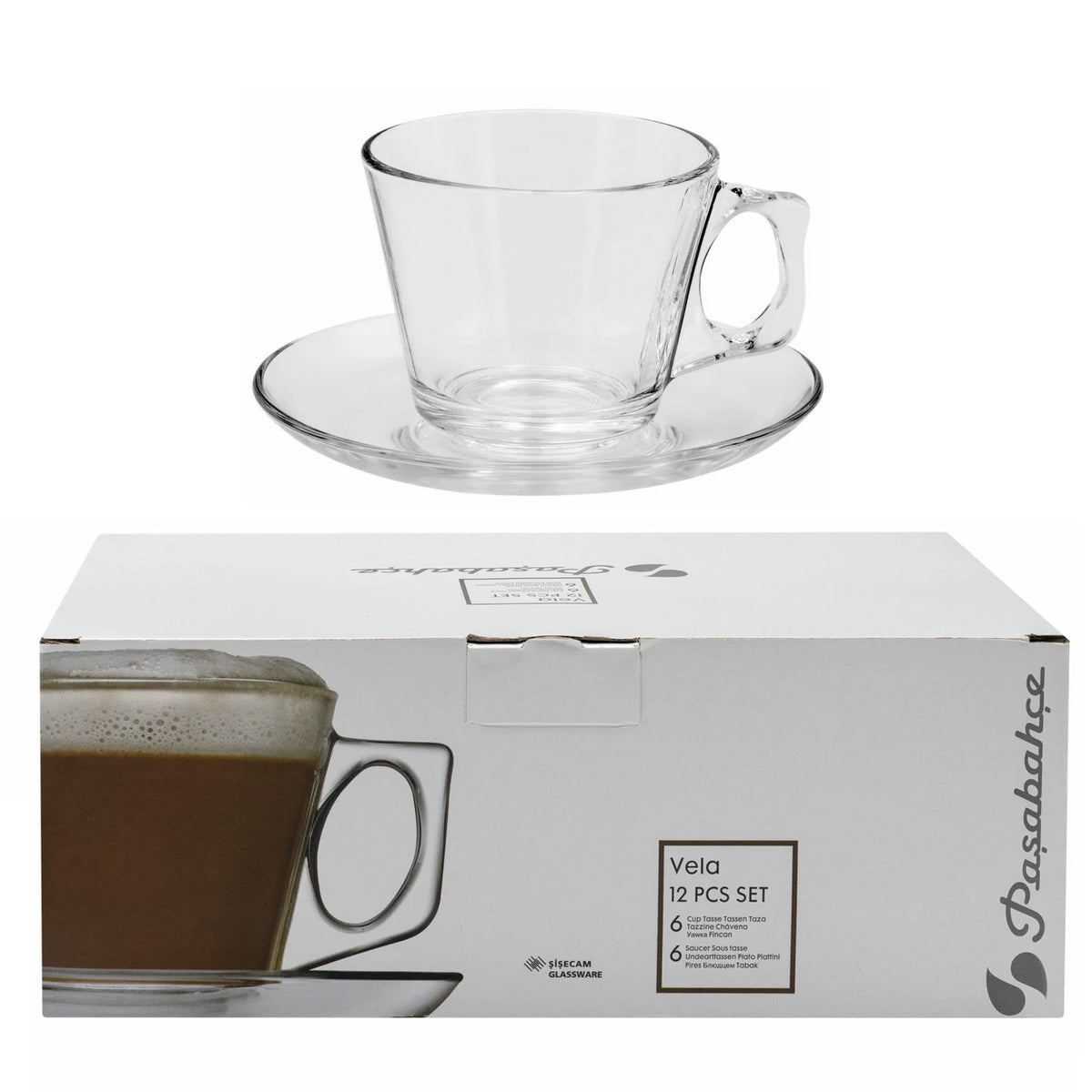 Tasse à cappuccino et soucoupe Safdie Vela 190 ml, lot de 6 – ECS Coffee