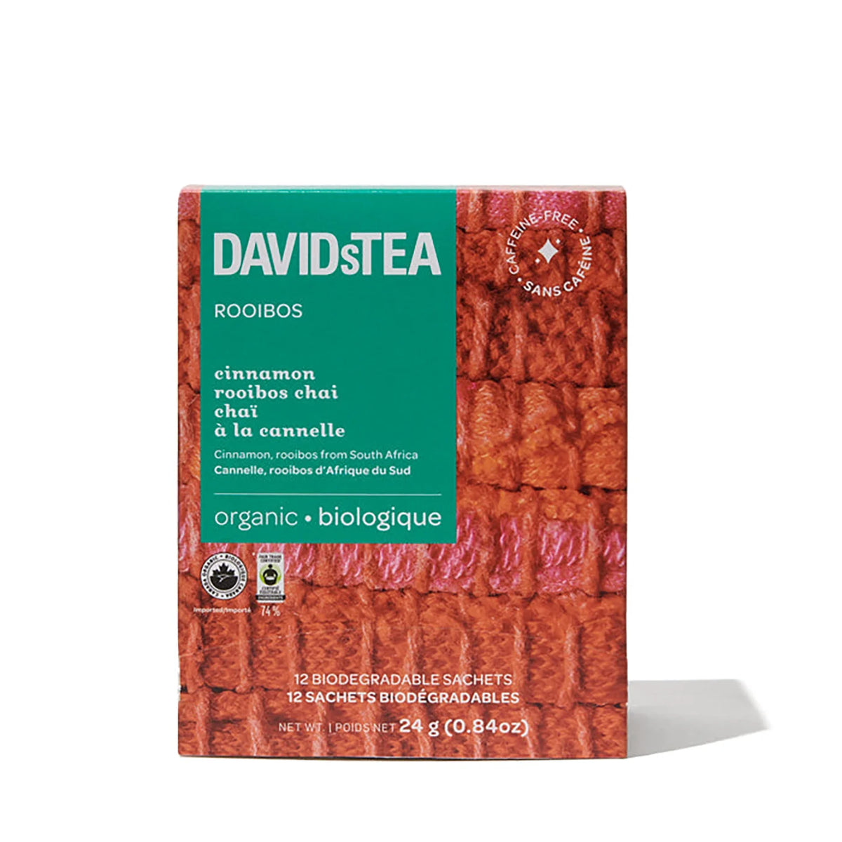 DavidsTea Organic Cinnamon Rooibos Chai Filterbag Tea, 12 Pack – ECS Coffee