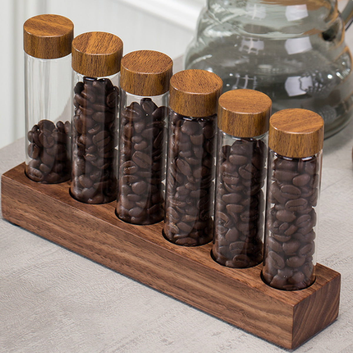 I.XXI Coffee Bean Tube Display 6 Pack with stand – ECS Coffee