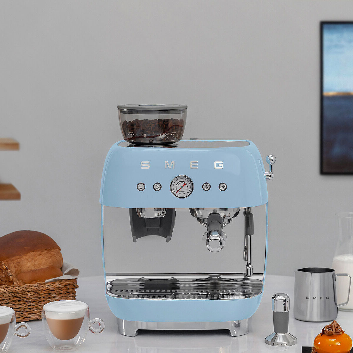 SMEG Manual Espresso Machine, Pastel Blue #EGF03PBEU – ECS Coffee